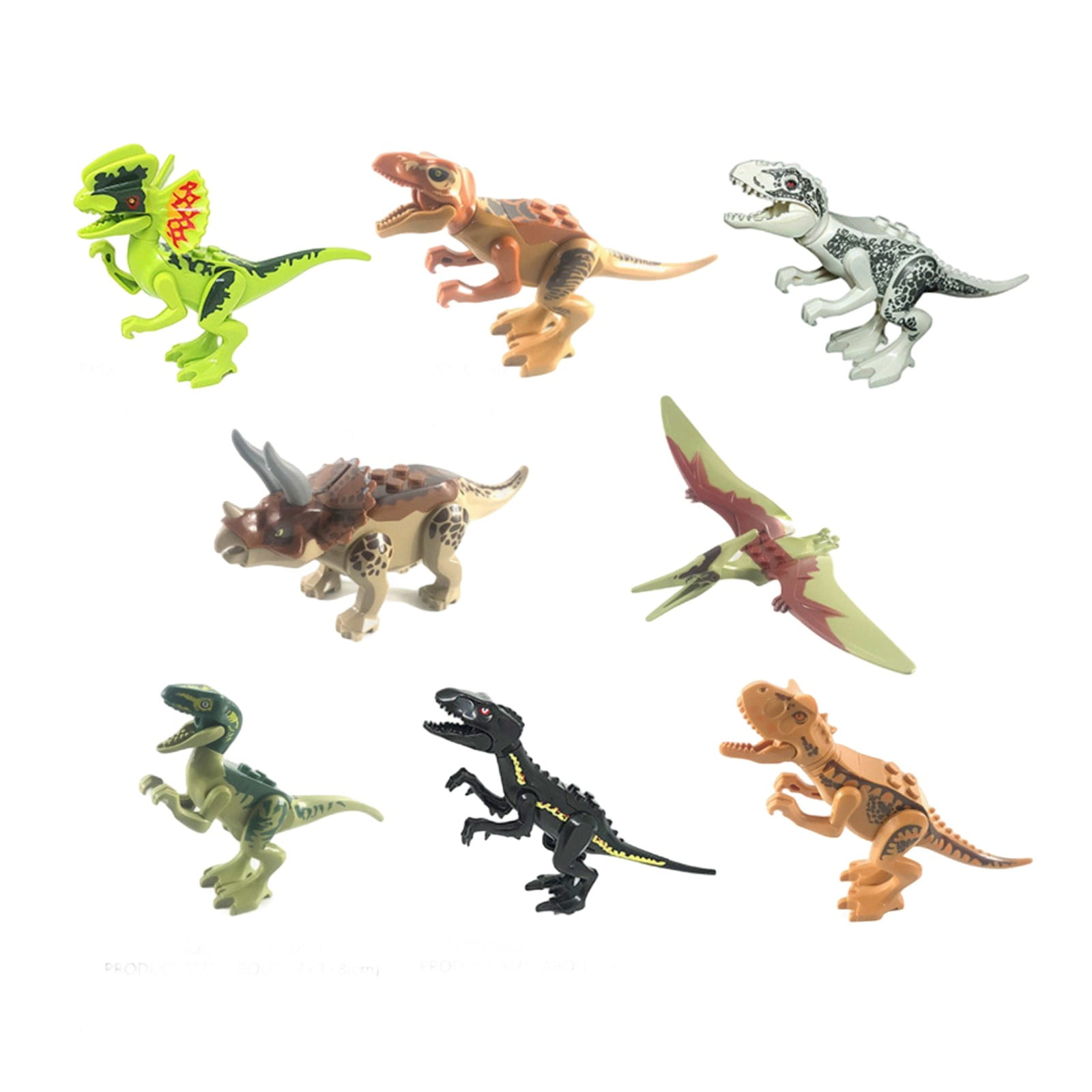 8pcs Dinosaur Figure, 2"Dinosaur Building Blocks, Dinosaur Toy Building ...