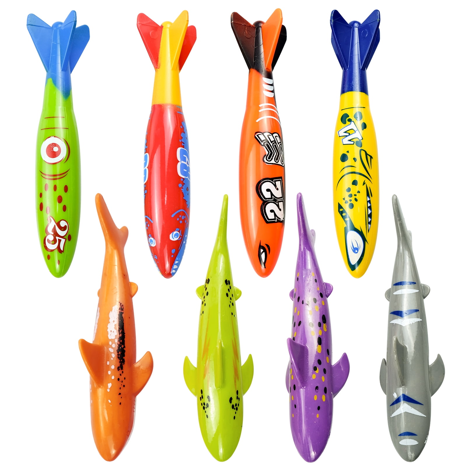 Diver Underwater Kids Toy Set: 8pcs Diving Toys, Torpedo & Shark, for ...
