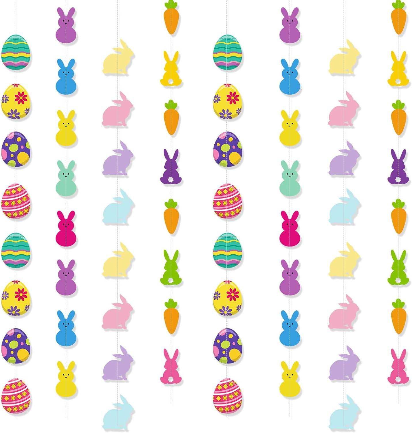 8pcs Easter Garland Bunny Swirl Banner Egg Hanging Banner for Spring ...