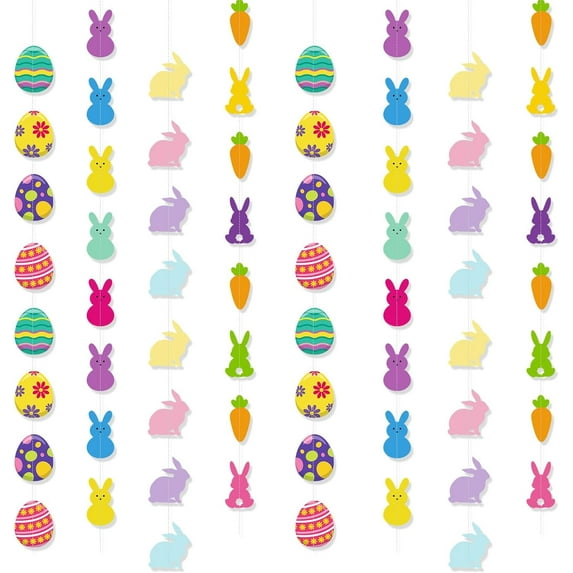 8pcs Easter Garland Bunny Swirl Banner Egg Hanging Banner for Spring ...