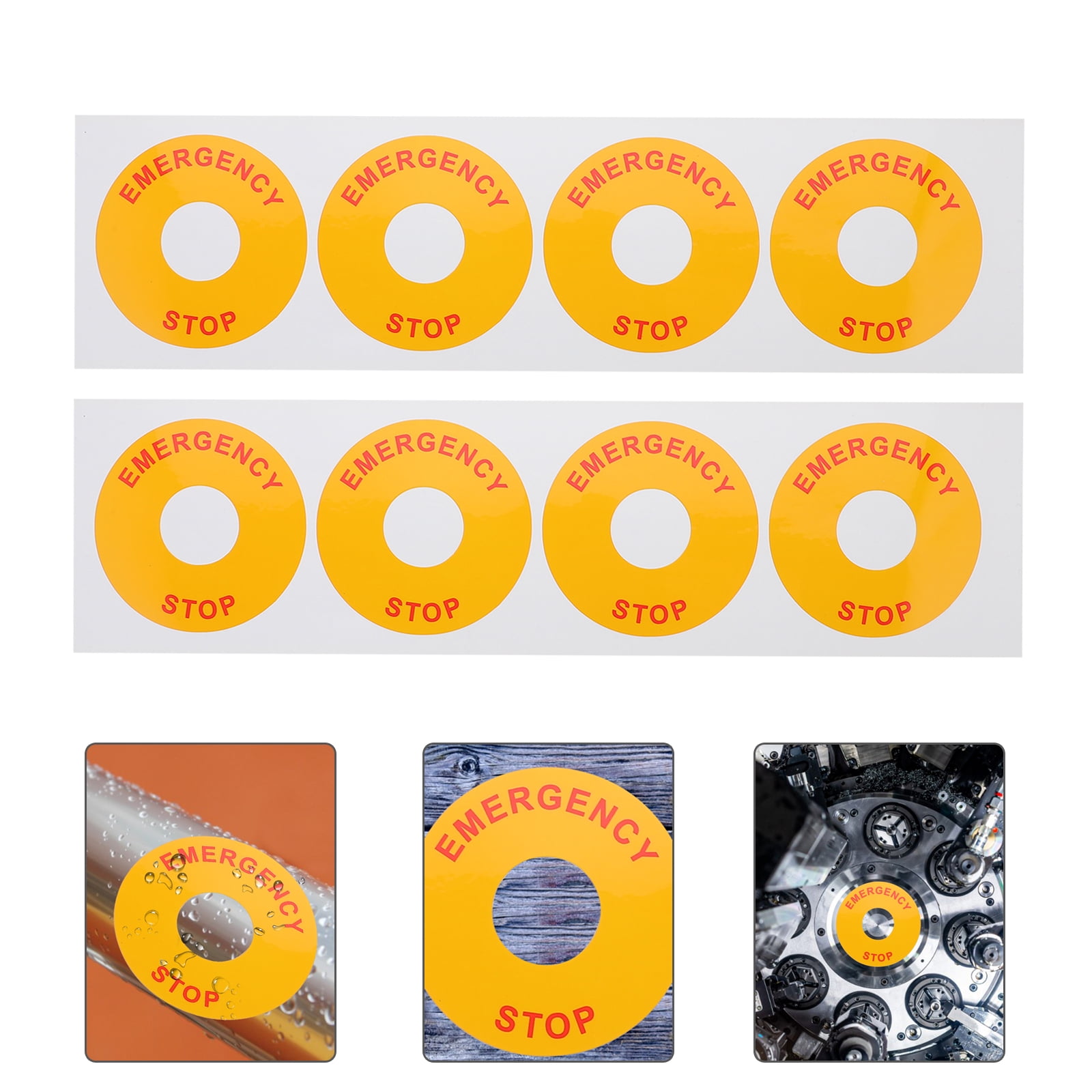 8pcs Emergency Stop Warning Label Emergency Push Button Sticker Caution ...