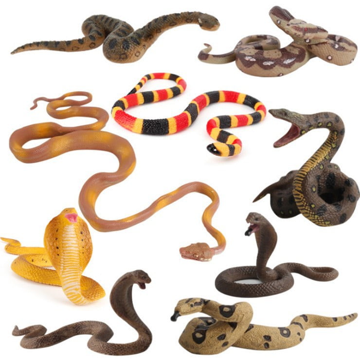 8pcs Fake Snake Toy Figurines Realistic Fake Snake Prank Rubber Snake ...