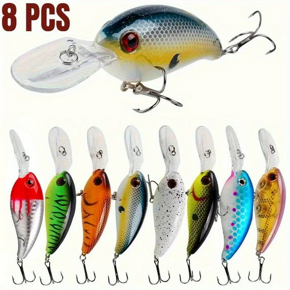 8pcs Fishing Lures, Bass Lures Crankbait, Weedless Fishing Lures for ...