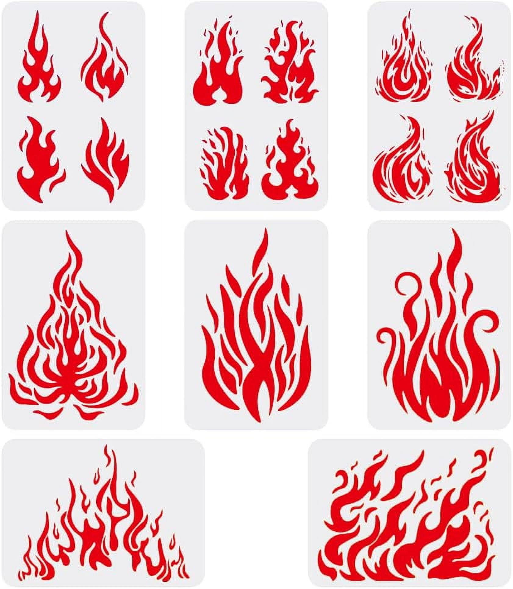8pcs Flames Drawing Painting Stencils Templates (11.6x8.3inch) Fire ...