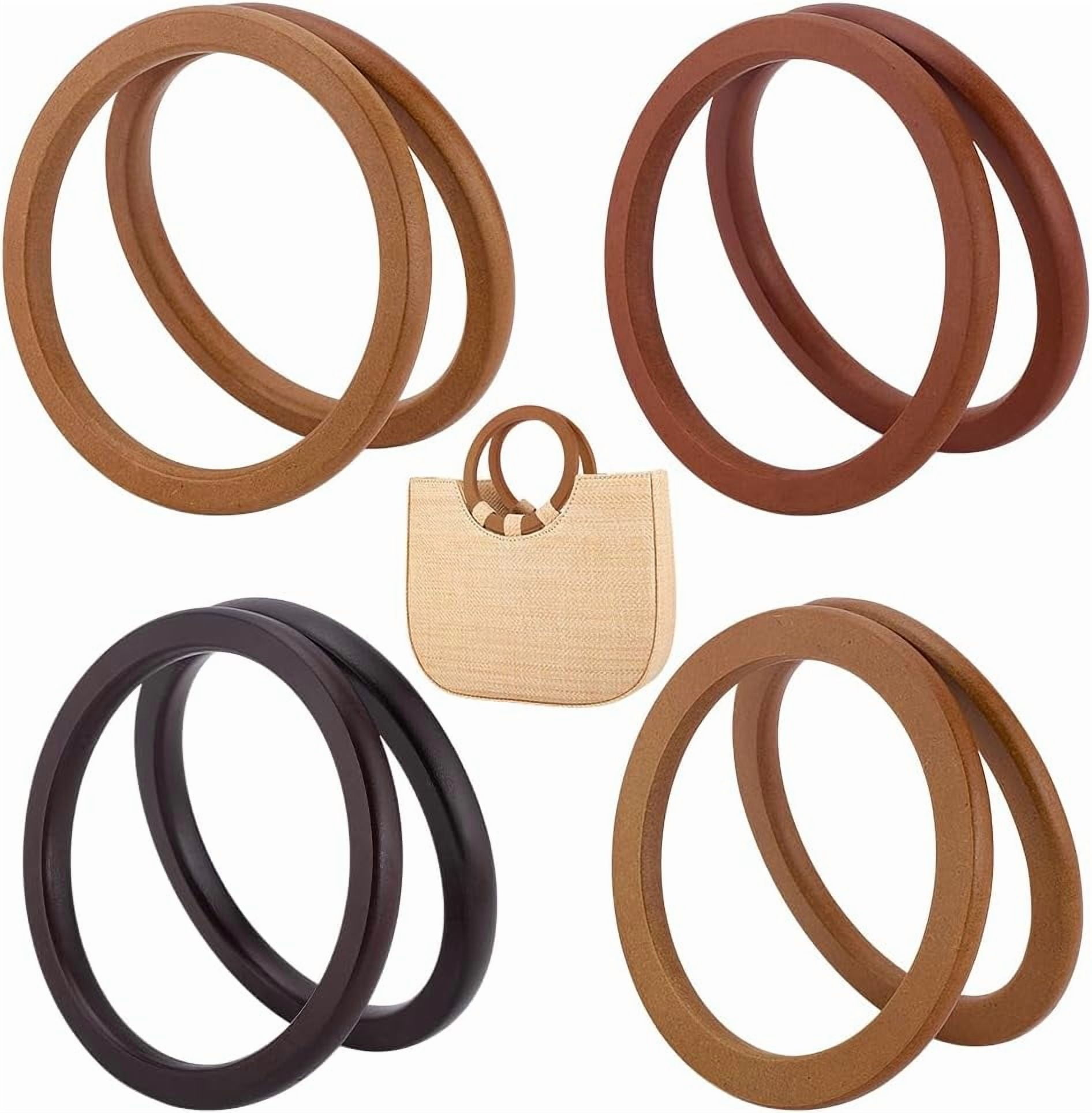 8pcs Flat Round Bag Handles 4 Colors Wooden Purse Handles 5.5 inch ...