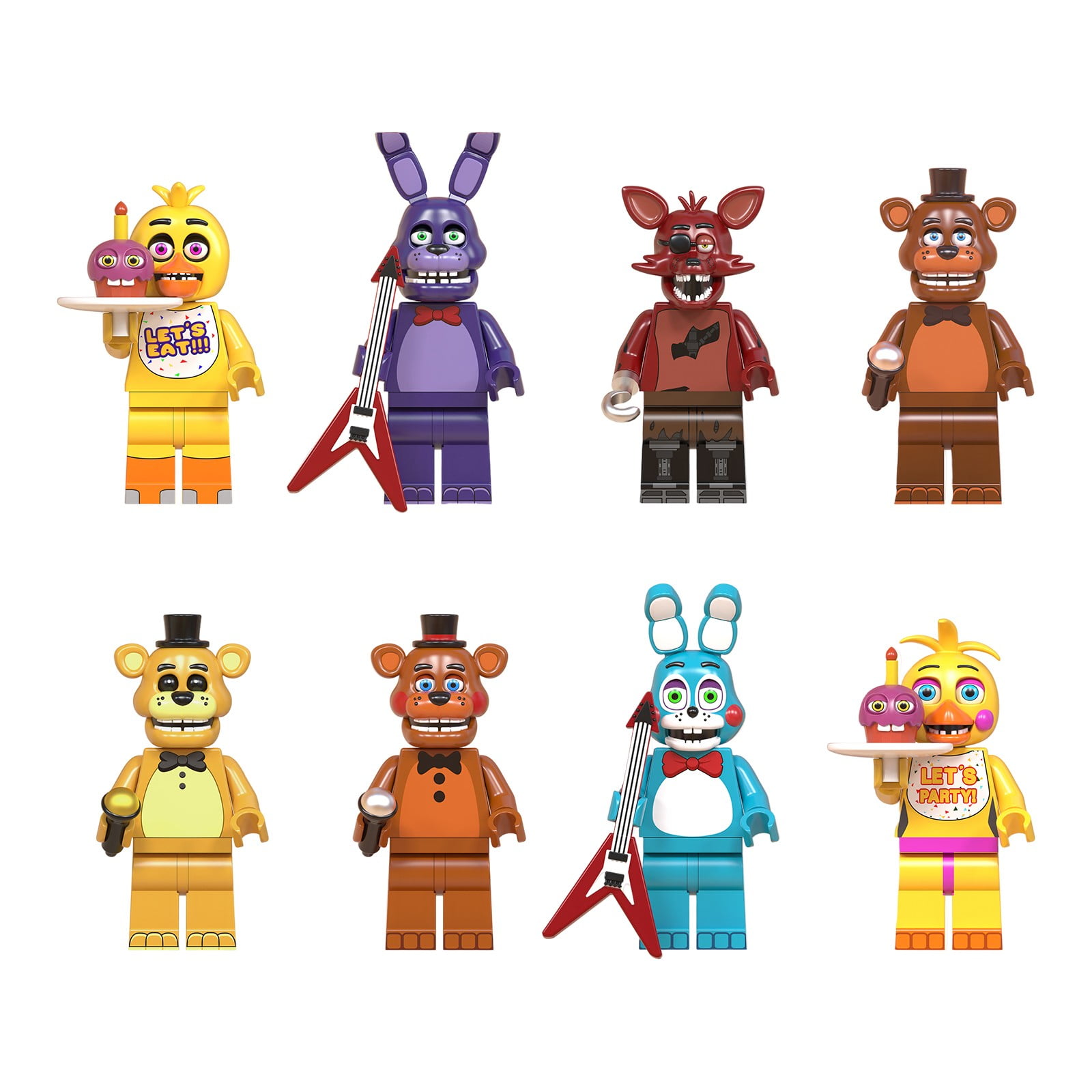 8pcs Fnaf Minifigures, 2in Five Nights at Freddys Building Blocks, Five ...
