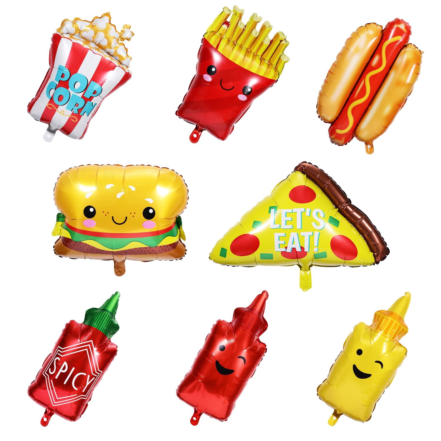 8pcs Food Themed Balloons, Aluminum Foil Food Balloons French Fries ...
