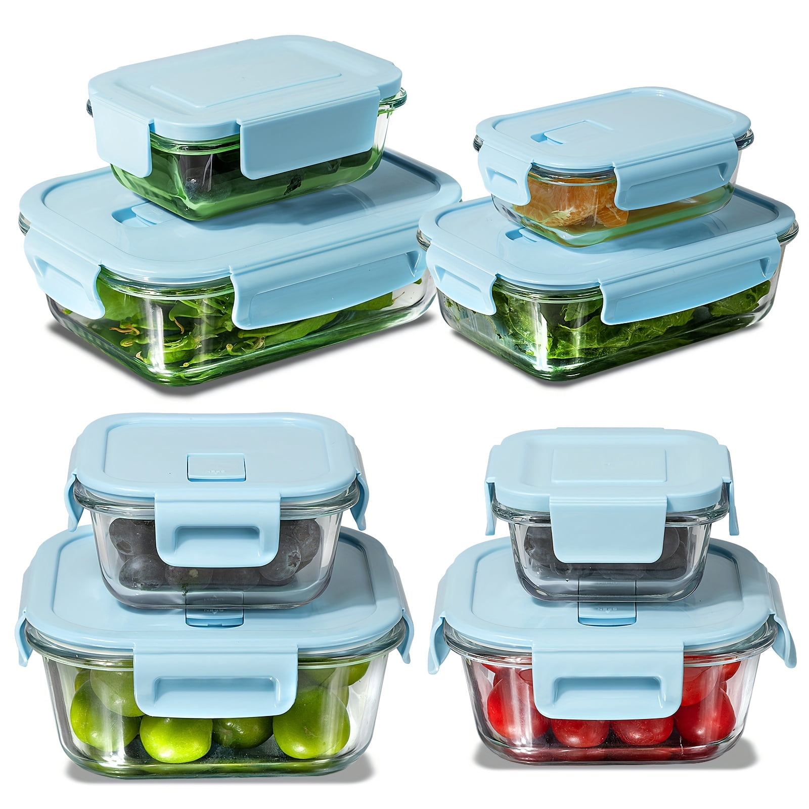 8pcs Glass Food Storage Containers, With Anti-slip Stripes, Meal Prep ...