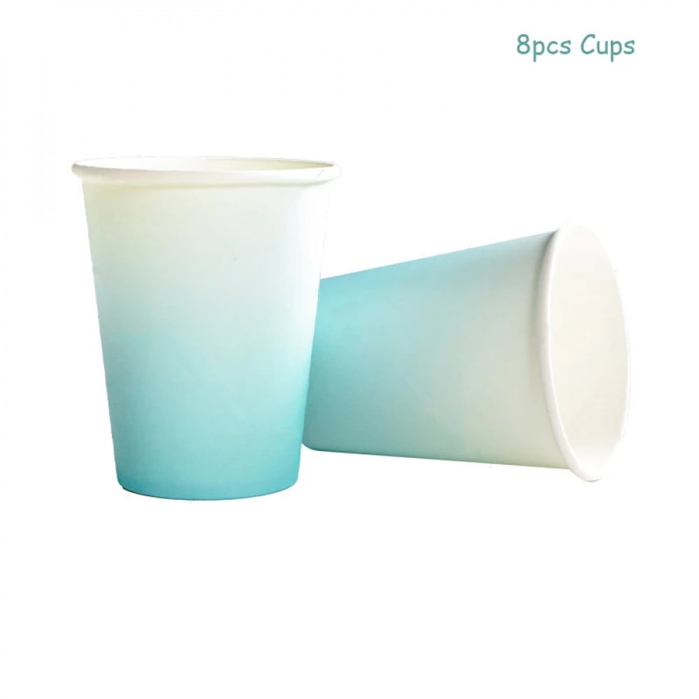 8pcs Gradient Color Disposable Paper Cups Juice Cups Baby Shower Kids ...