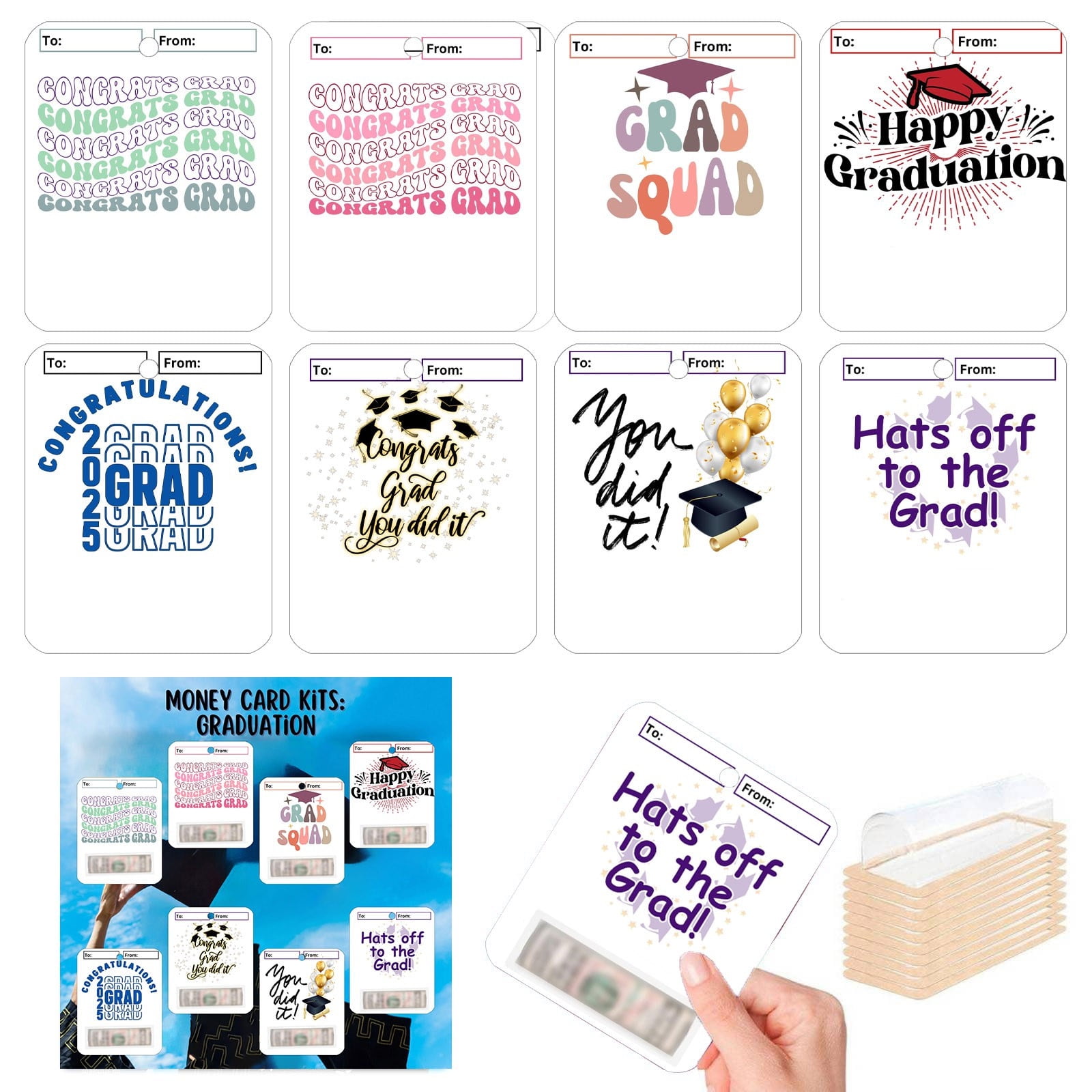 8pcs Graduation Greeting Card Humorous Graduation Wallet Card ...