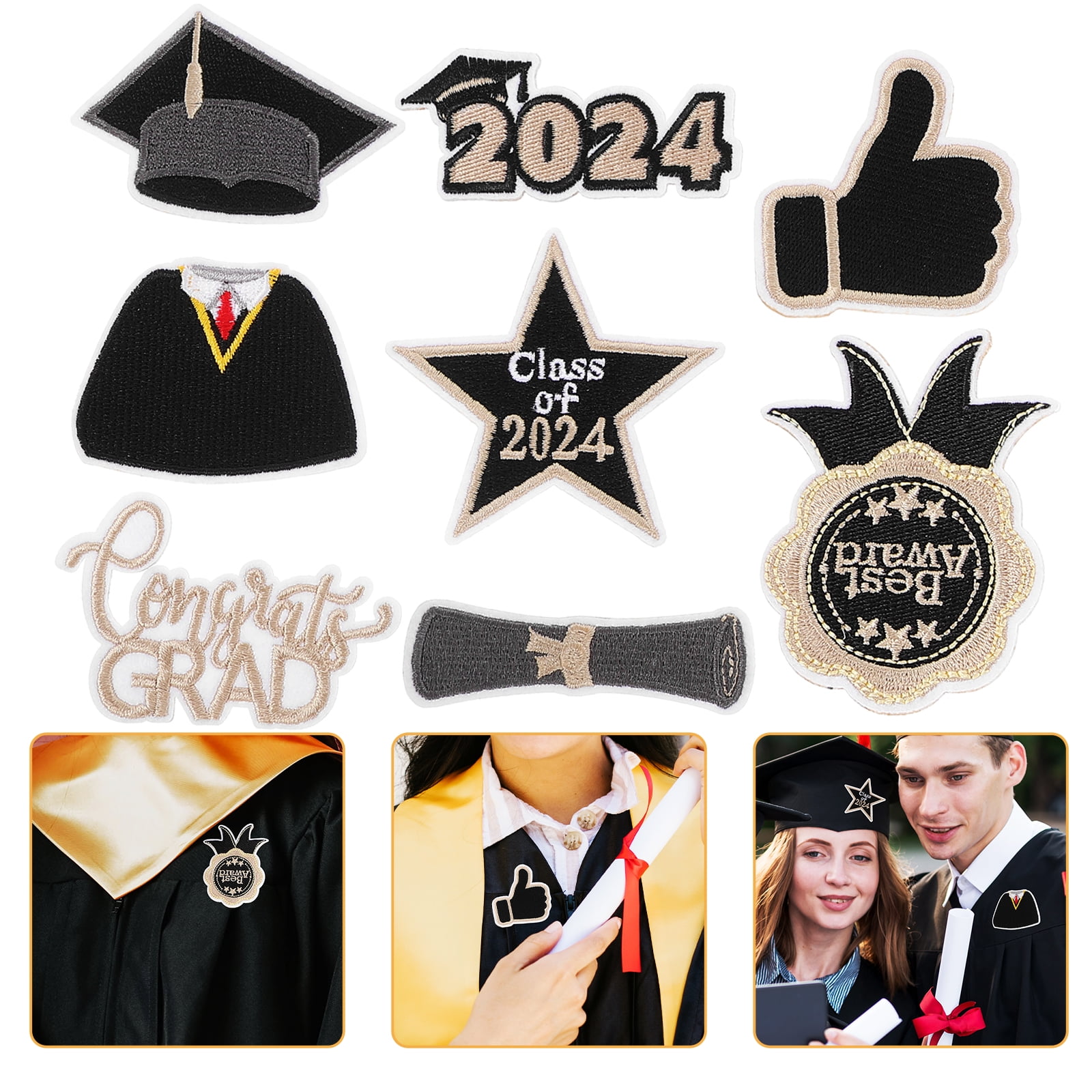 8pcs Graduation Style Cloth Patches Embroidery Cloth Pastes Accessories ...