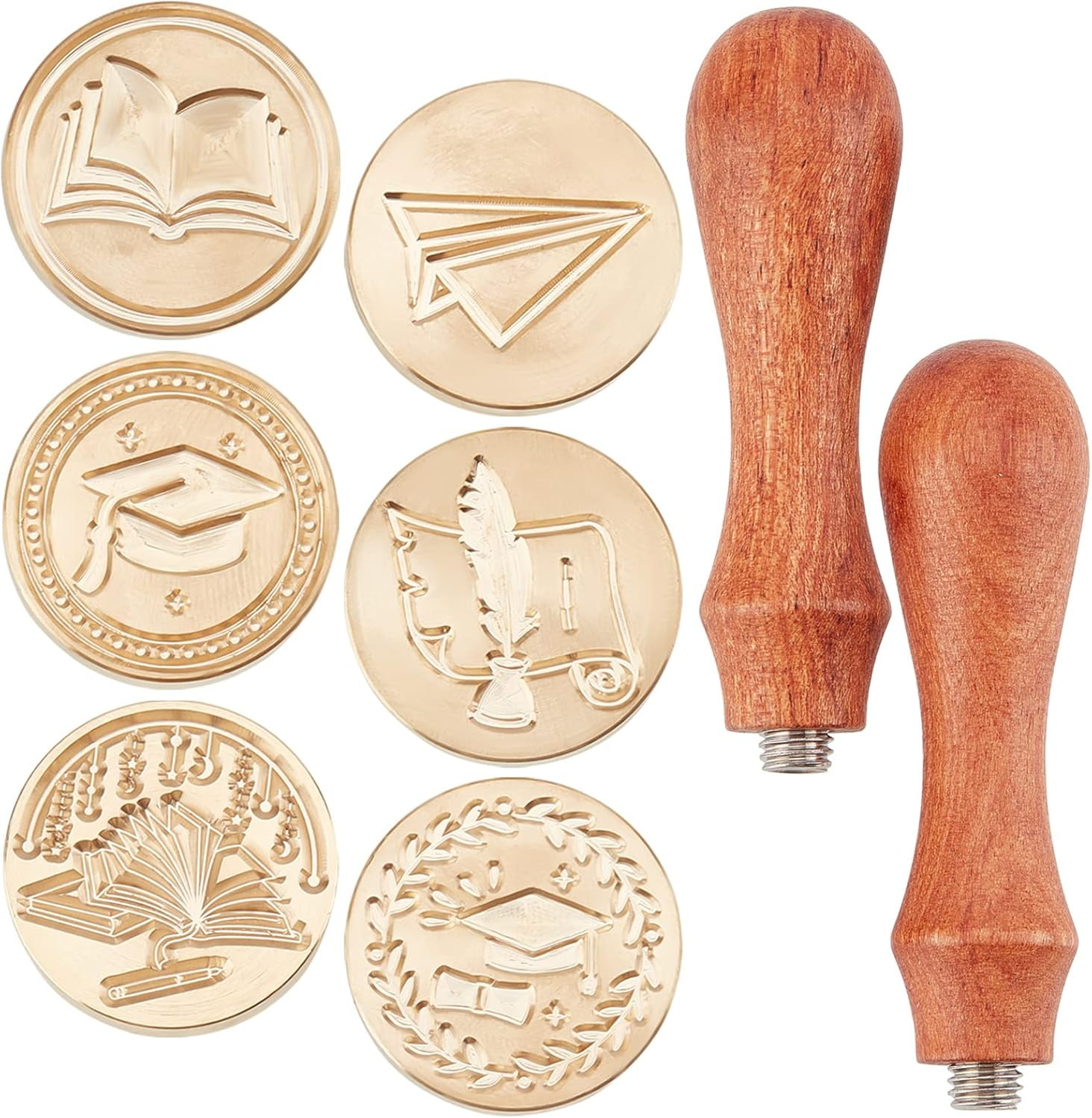 8pcs Graduation Wax Seal Stamp Set 6pcs Book Sealing Wax Stamp Heads ...