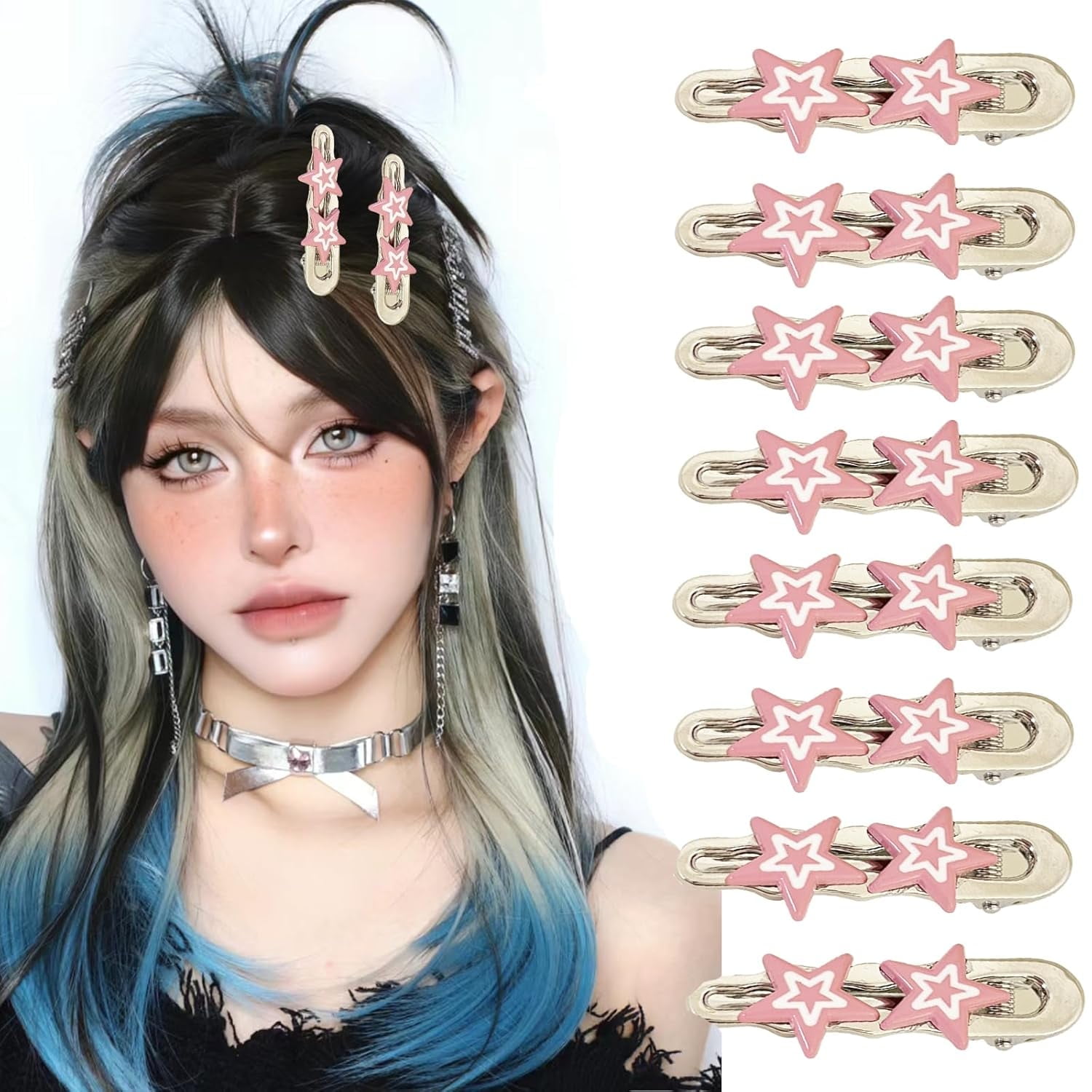 8pcs Hair Clips Star Hair Clip Kawaii Hair Accessories for Women Heart ...
