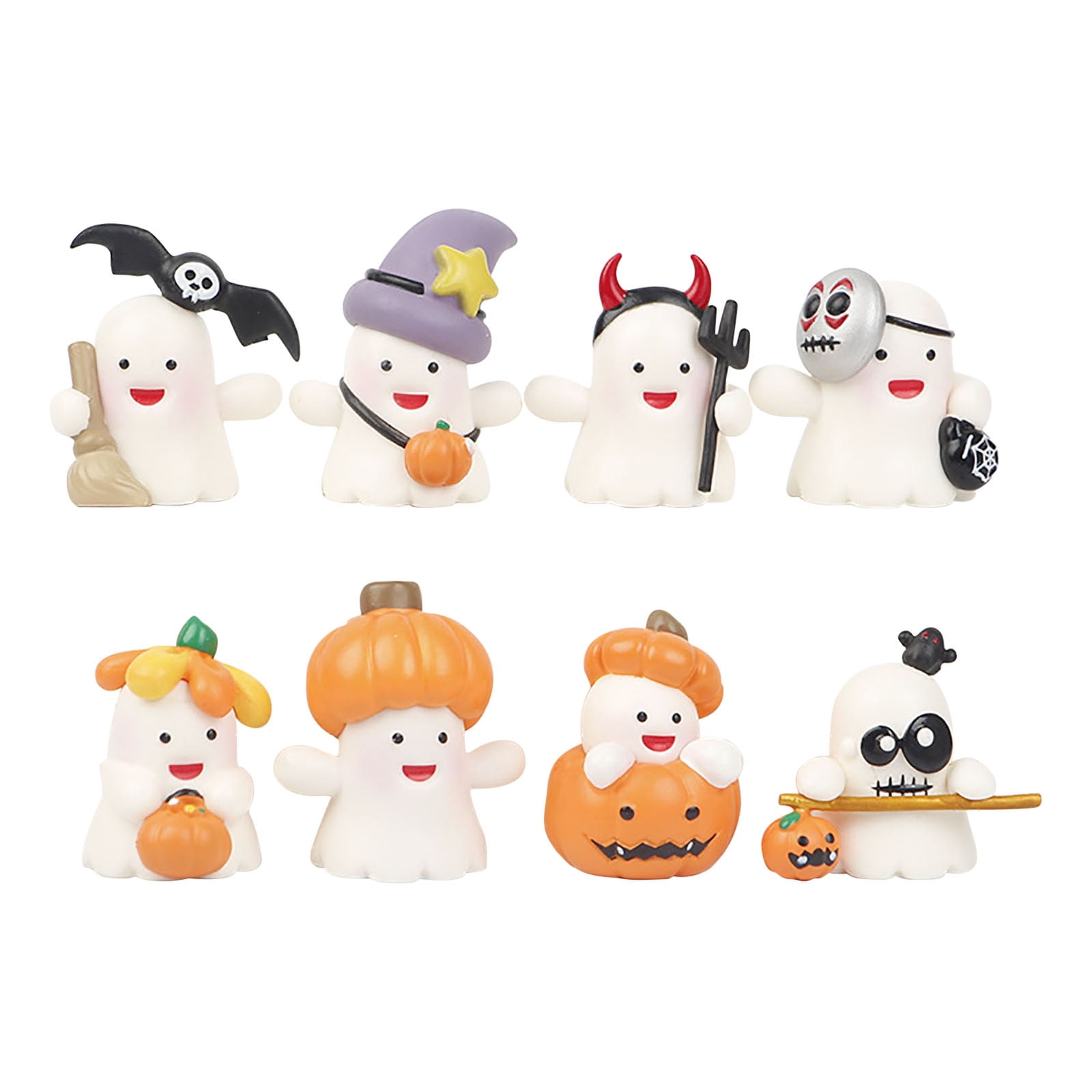 8pcs Halloween Mini Figures, 8 Styles Cute Resin Ghost Miniatures Bulk ...