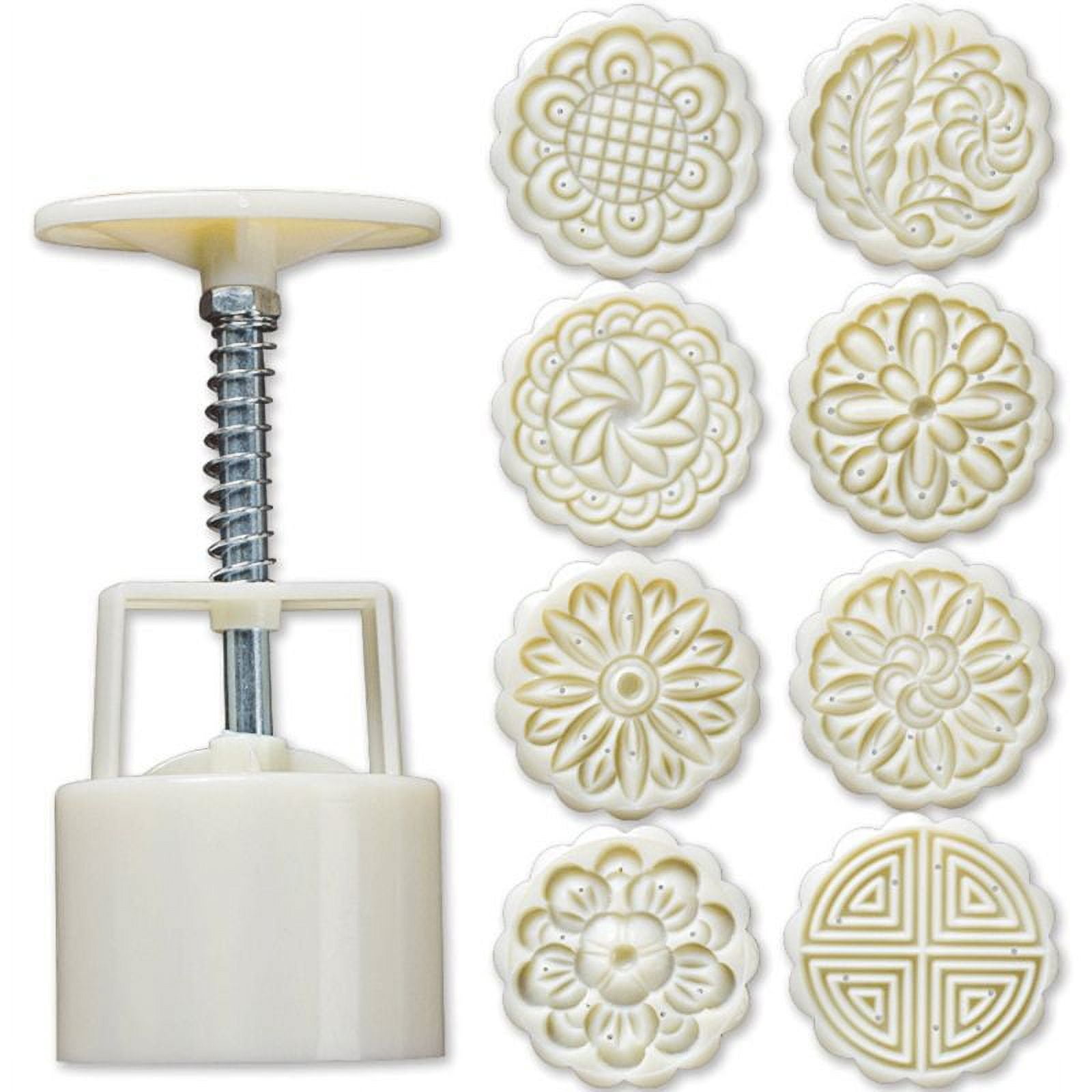 8pcs Hand Press Cookie Stamp Moon Cake Decor Mould Barrel Mooncake Mold ...