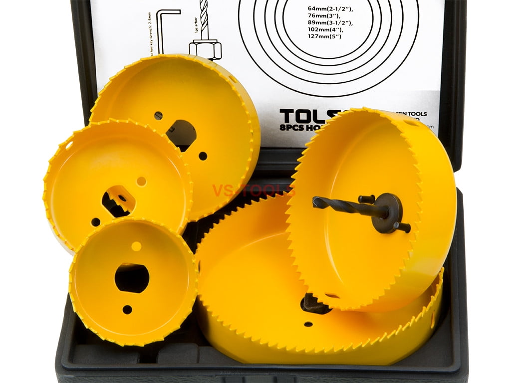 8pcs Hole Saw Set 64-127mm Wood Plastic Boring Drill Circle Cutter Set ...