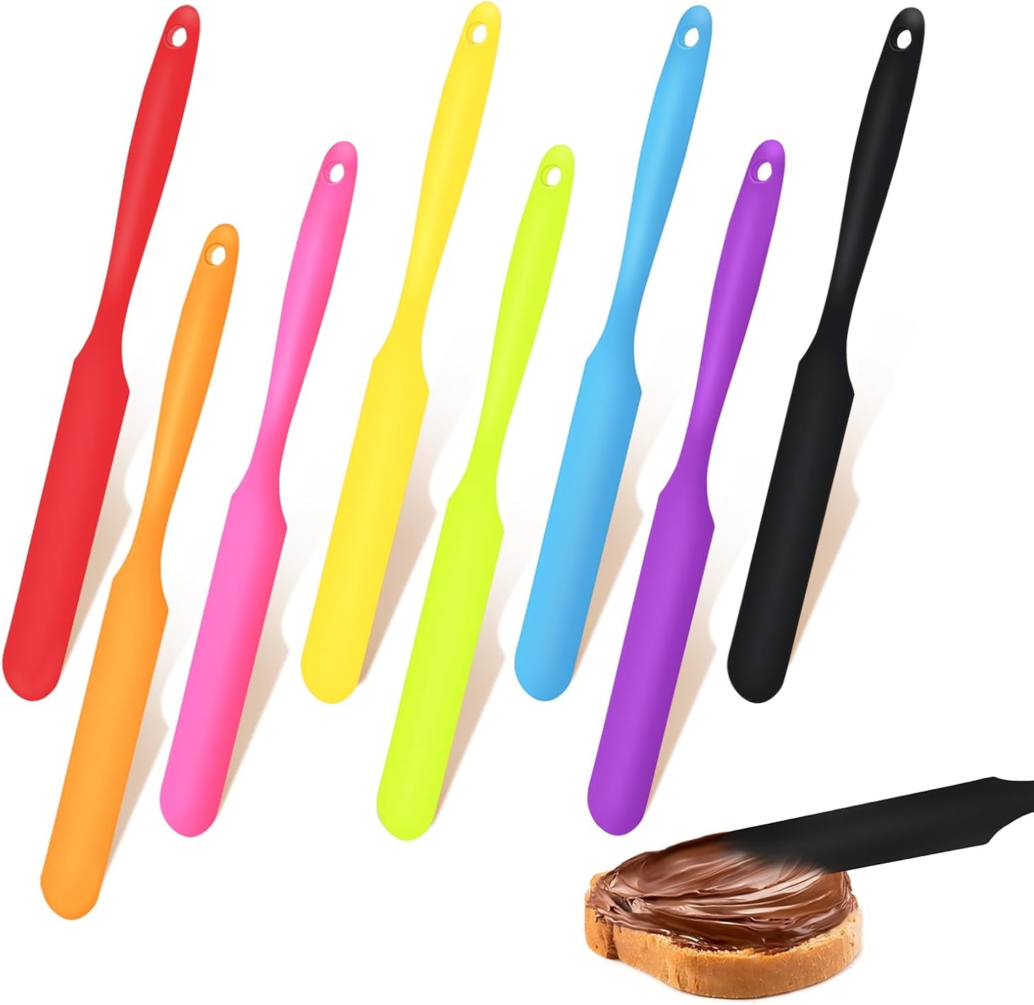 8pcs Jar Spatula,Silicone Jar Scraper with Long Handle,Jam Spreader ...