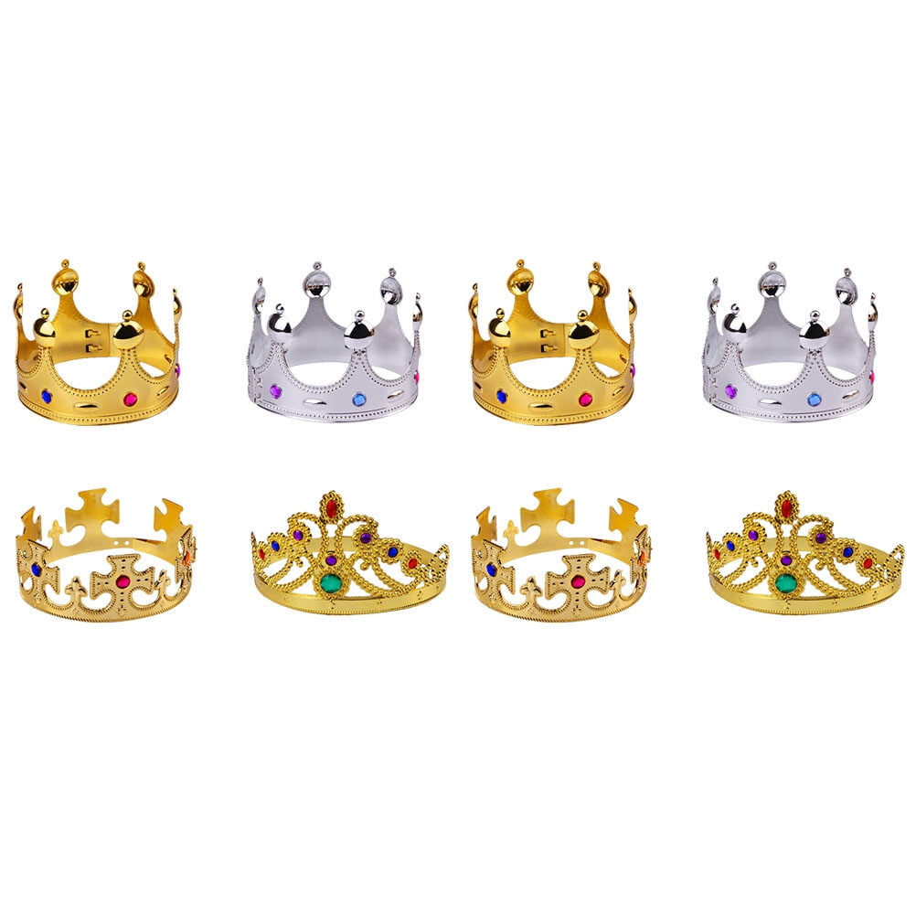 8pcs Kids Crown Plastic Plating Crown Decorated Party Crown Prop for ...