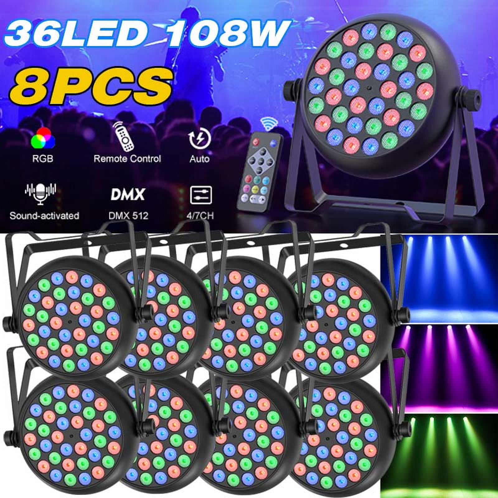 8pcs LED Par Lights DJ Stage Light RGB 36 LED with Sound Activated ...