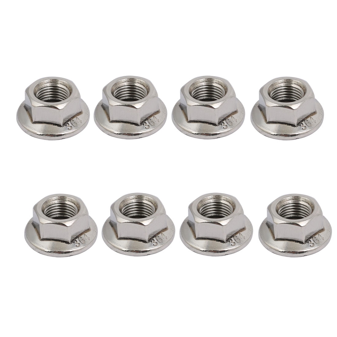 8pcs M10 x 1mm Pitch Metric Fine Thread 304 Stainless Steel Hex Flange ...