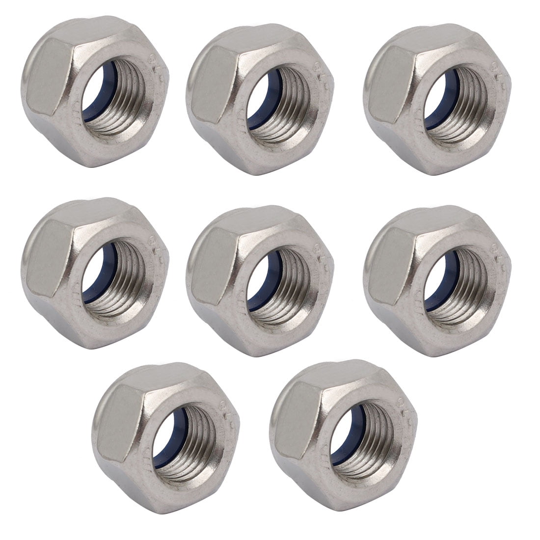 8pcs M14 x 1.5mm Pitch Metric Fine Thread 304 Stainless Steel Hex Lock ...