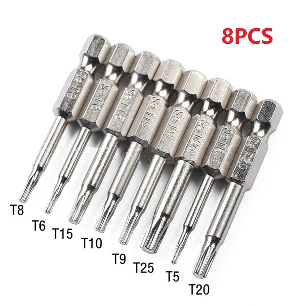 8pcs Magnetic Torx Screwdriver Bits Set 50mm Long T5 T8 T9 for T10 T15 ...