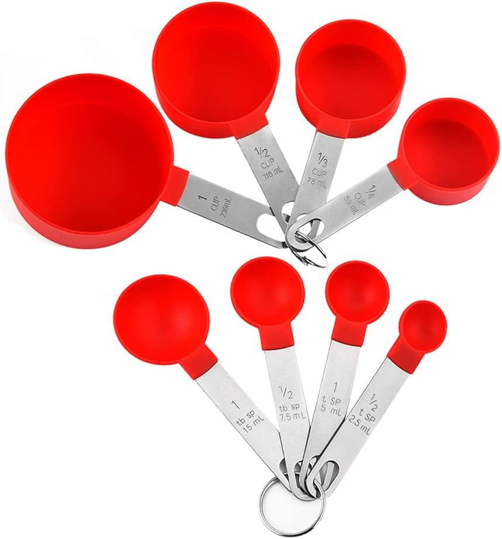 8pcs Measuring Cups and Spoons Set Stainless Steel Stackable Kitchen ...