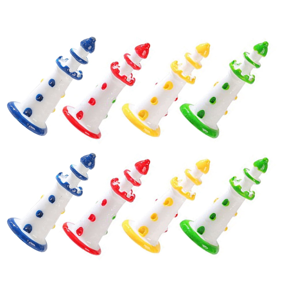 8pcs Mediterranean Beach Style Miniature Lighthouse Resin Lighthouse ...