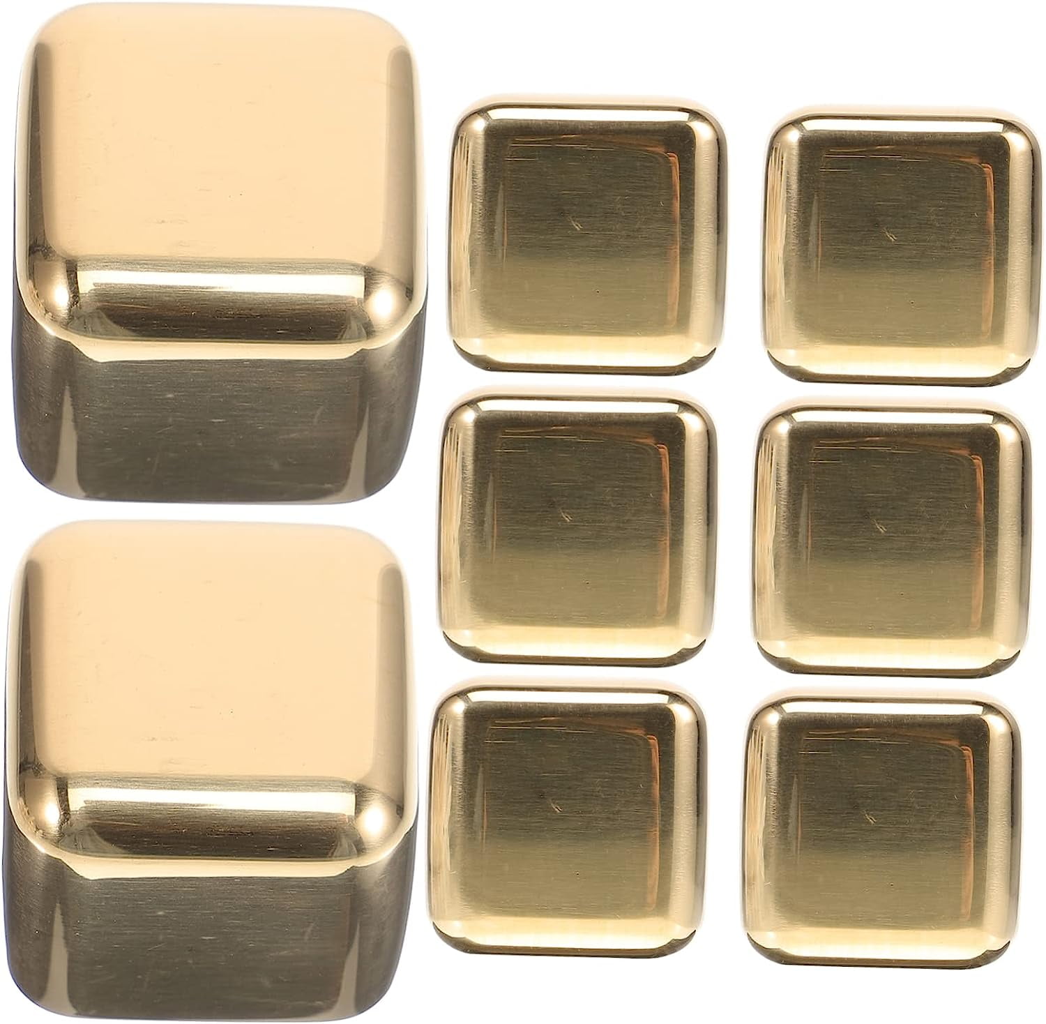 8pcs Metal Ice Cubes Stainless Steel Ice Cube Gold Suit Stainless Steel ...