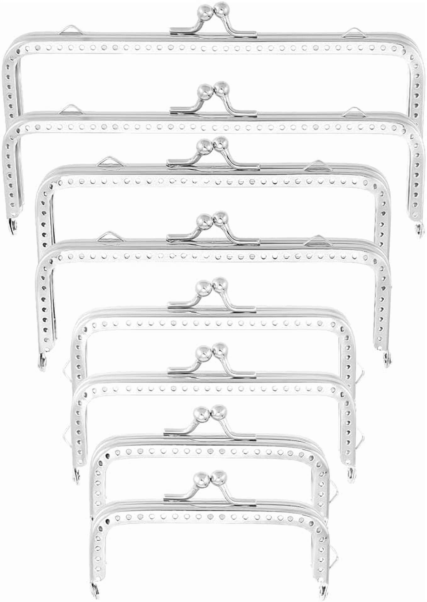 8pcs Metal Purse Frame Bag 4 Sizes Square Coin Purse Clasp Kiss Lock ...