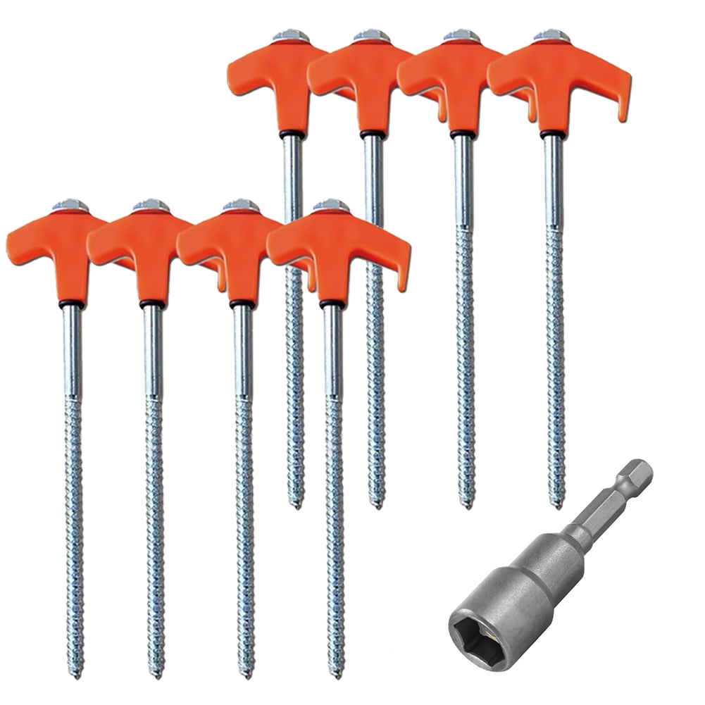 8pcs Metal Tent Spikes Camping Pegs Drill In Ground Anchors Heavy Duty ...