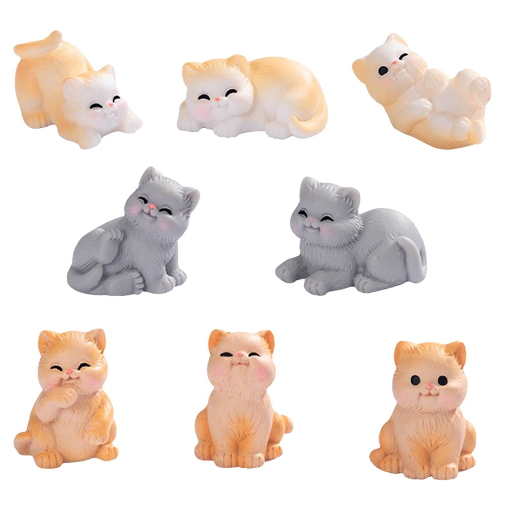 8pcs Mini Cat Figurines Playset Realistic Detailed Kitten Figures Hand ...