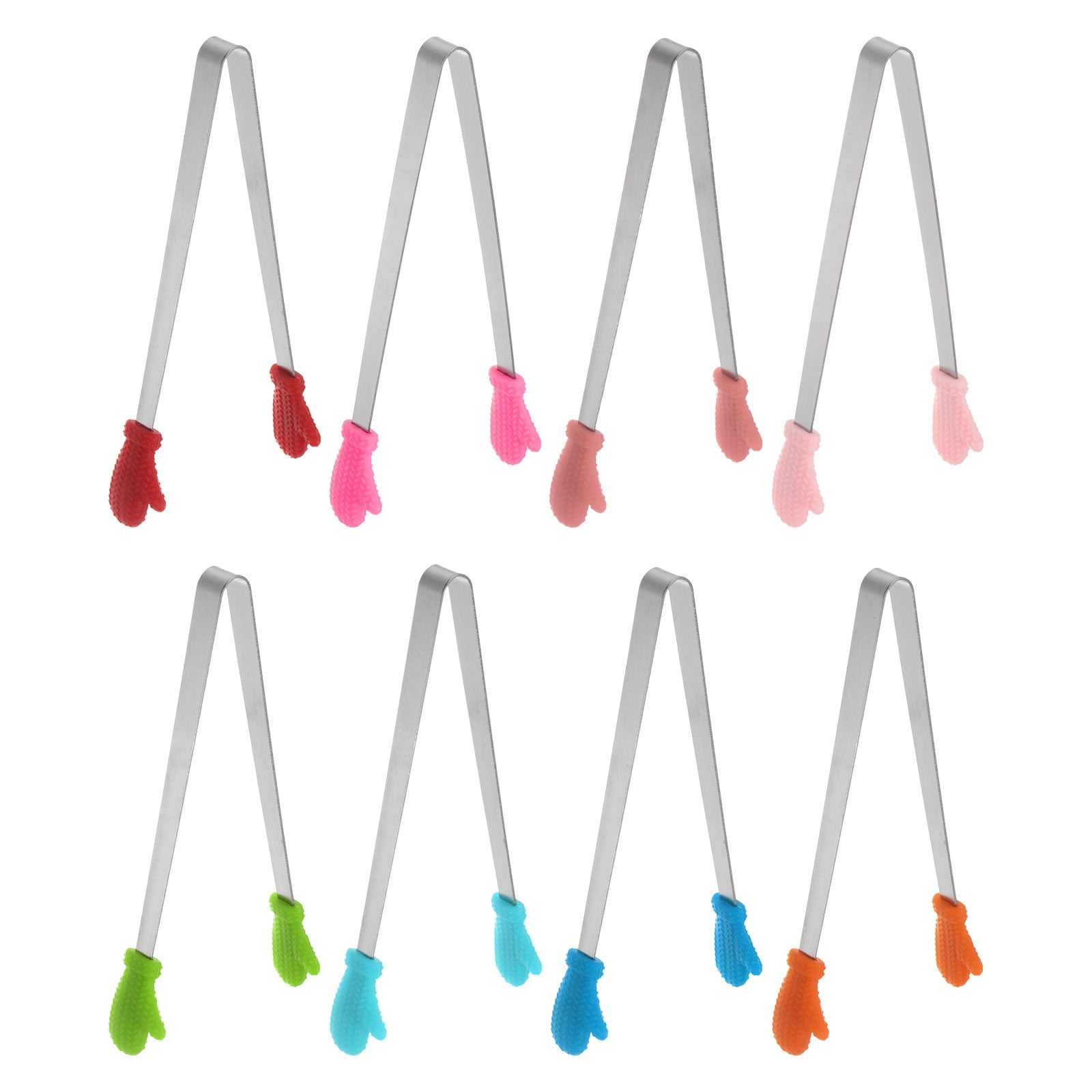 8pcs Mini Food Tongs 14cm Gloves Shape Stainless Steel with Silicon ...