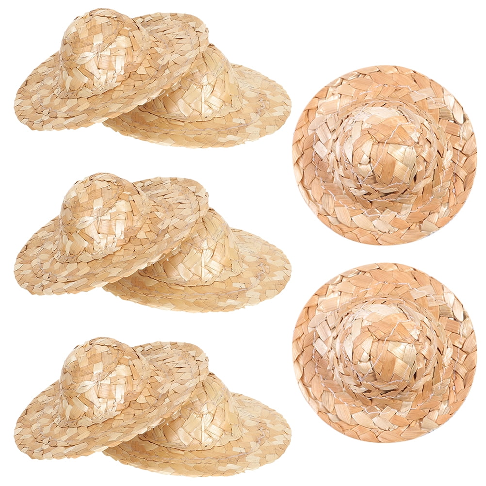 8pcs Mini Straw Top Hat Doll Decorative Hats Miniature Hats Doll Top ...