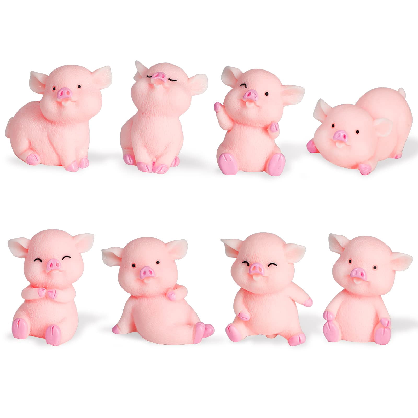 8pcs Miniature Pig Figurines, MMF7 Pig Cake Topper Cupcake topper, Mini ...