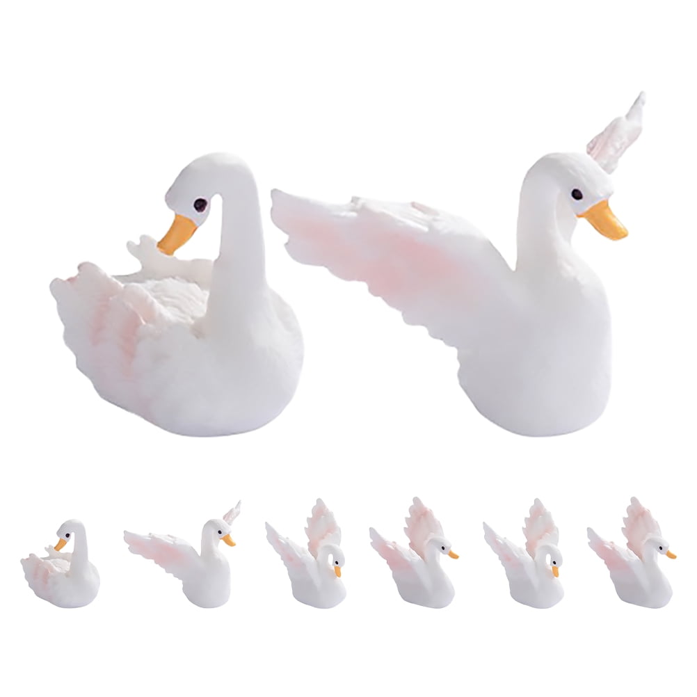 ibasenice Charming White Swan Figurines for Decor Resin Mini Statues ...