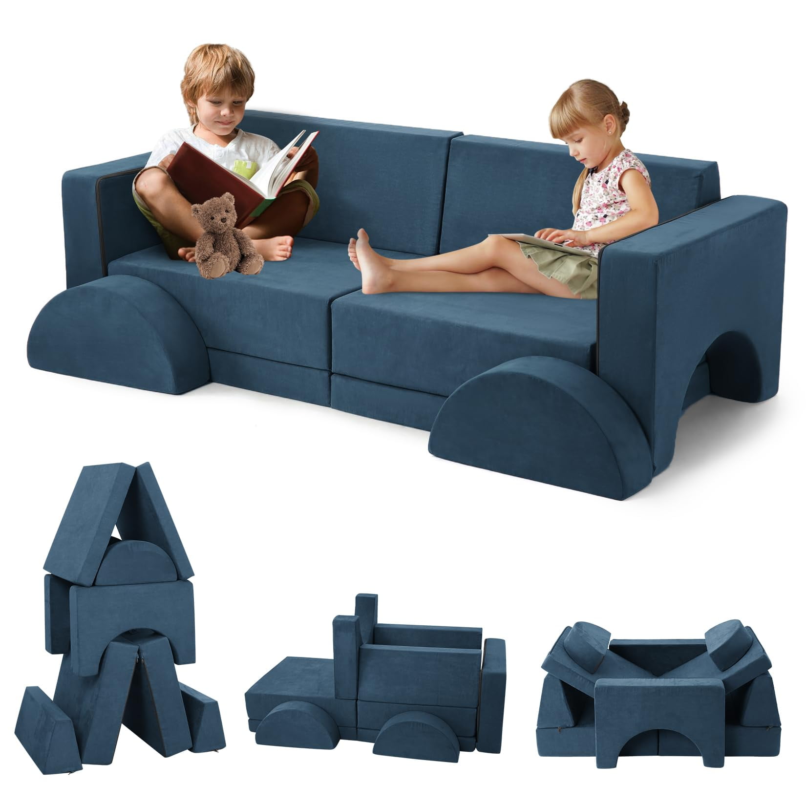 8pcs Modular Kids Play Couch, Child Sectional Sofa, Fortplay Bedroom ...