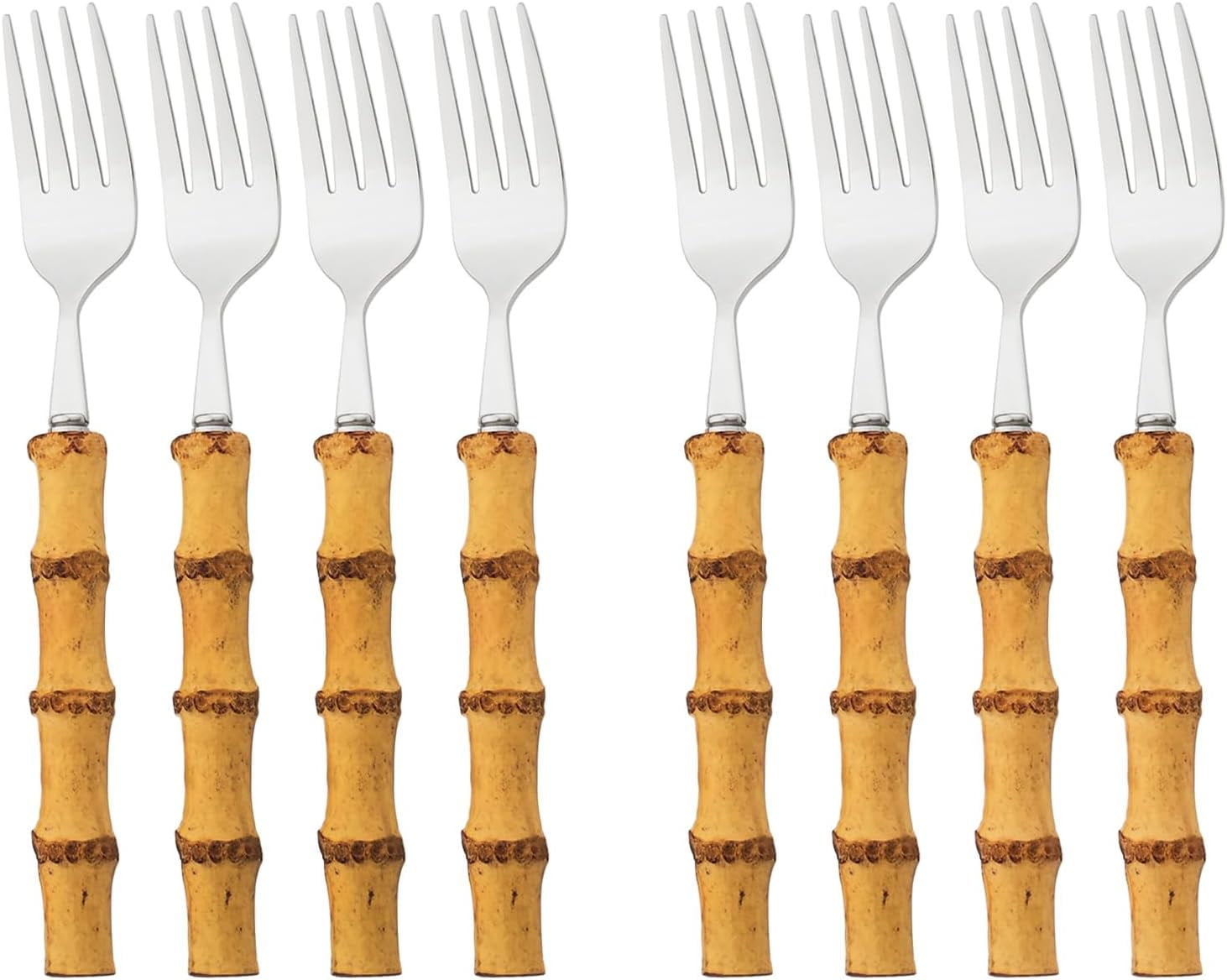 8pcs Natural Bamboo Salad Fork Set, Dessert Fork For Home Wedding Party ...