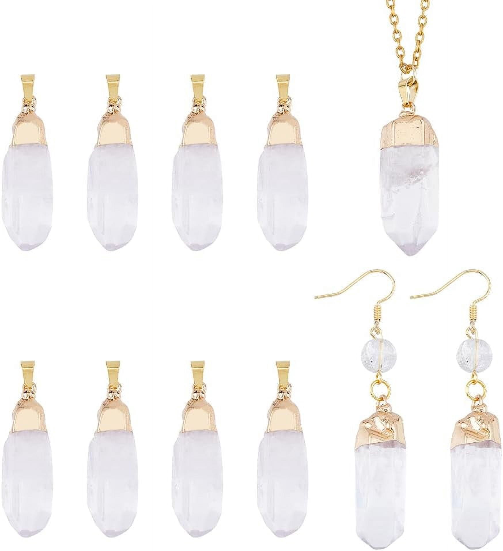 8pcs Natural Quartz Crystal Double Terminal Pointed Pendants Faceted ...