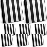 8pcs Patio Stretch Cushion Covers Stripe Design Black White Soft ...