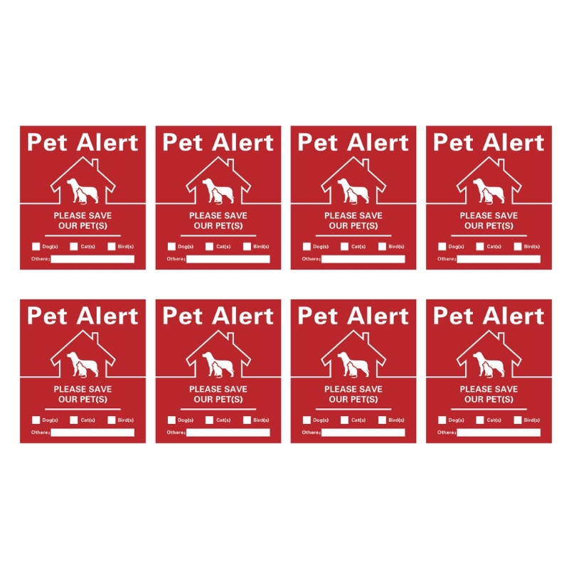 8pcs Pets Alert Resue Stickers FIRE Safety Dogs Inside Decals Save Our ...