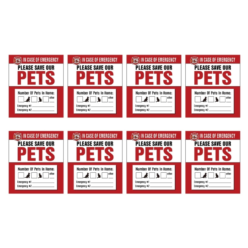 8pcs Pets Alert Resue Stickers FIRE Safety Dogs Inside Decals Save Our ...