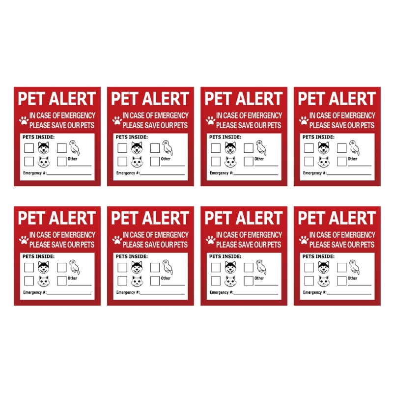 8pcs Pets Alert Resue Stickers FIRE Safety Dogs Inside Decals Save Our ...