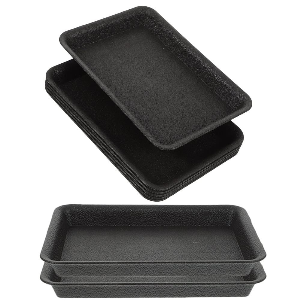 Raindrops Black Rectangle Plant Pot Saucers 8 Pieces Water Drainage ...