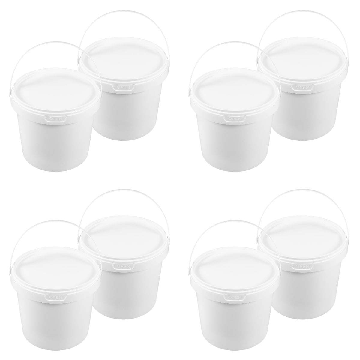 8pcs Plastic Pails with Lids, 2L Water Bucket Food Grade Storage ...