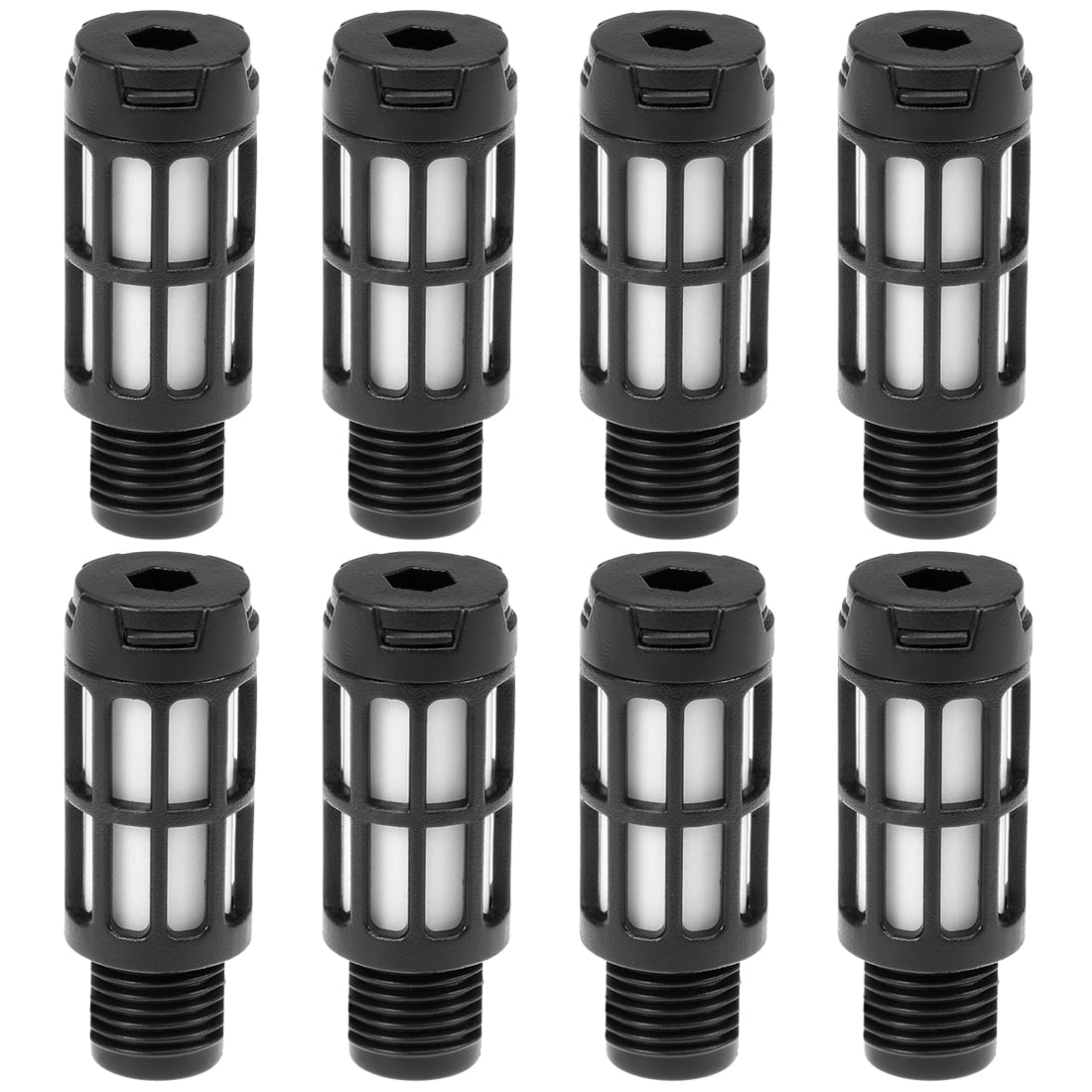 8pcs Plastic Pneumatic Muffler Exhaust Air Line Smaller 1/4 PT Black ...