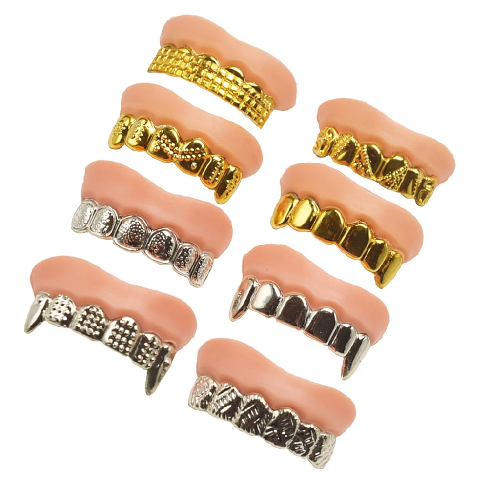 8pcs Plating Fake Teeth Fake Zombie Teeth Fake False Teeth Halloween ...