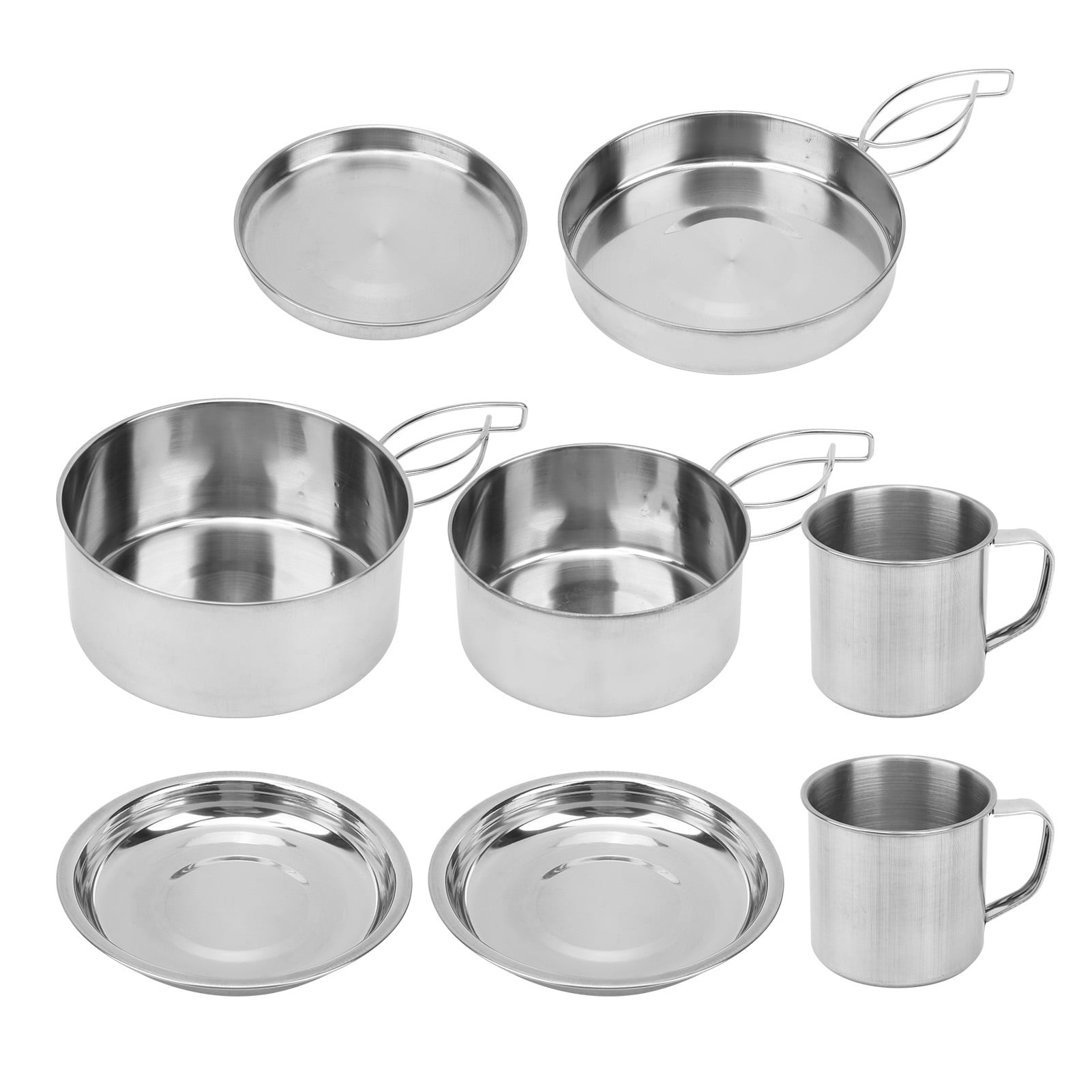 8pcs Portable Camping Cookware Kit - Stainless Steel Hiking Pot, Pan ...