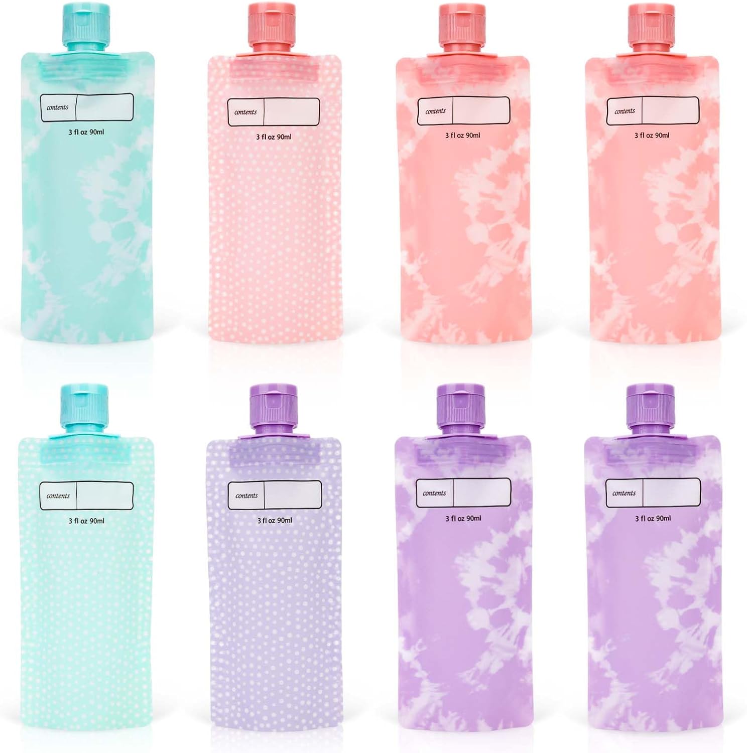 8pcs Portable Empty Squeeze Bags, Refillable Leak Liquid Proof Cosmetic ...