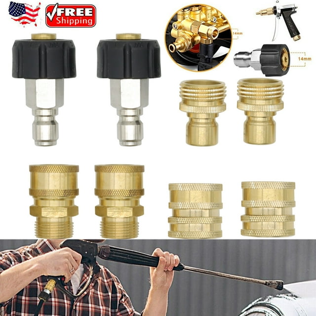 8pcs Pressure Washer Adapter Set, Quick Disconnect Kit, M22 Swivel to 3/8'' Quick Connect, 3/4 ...